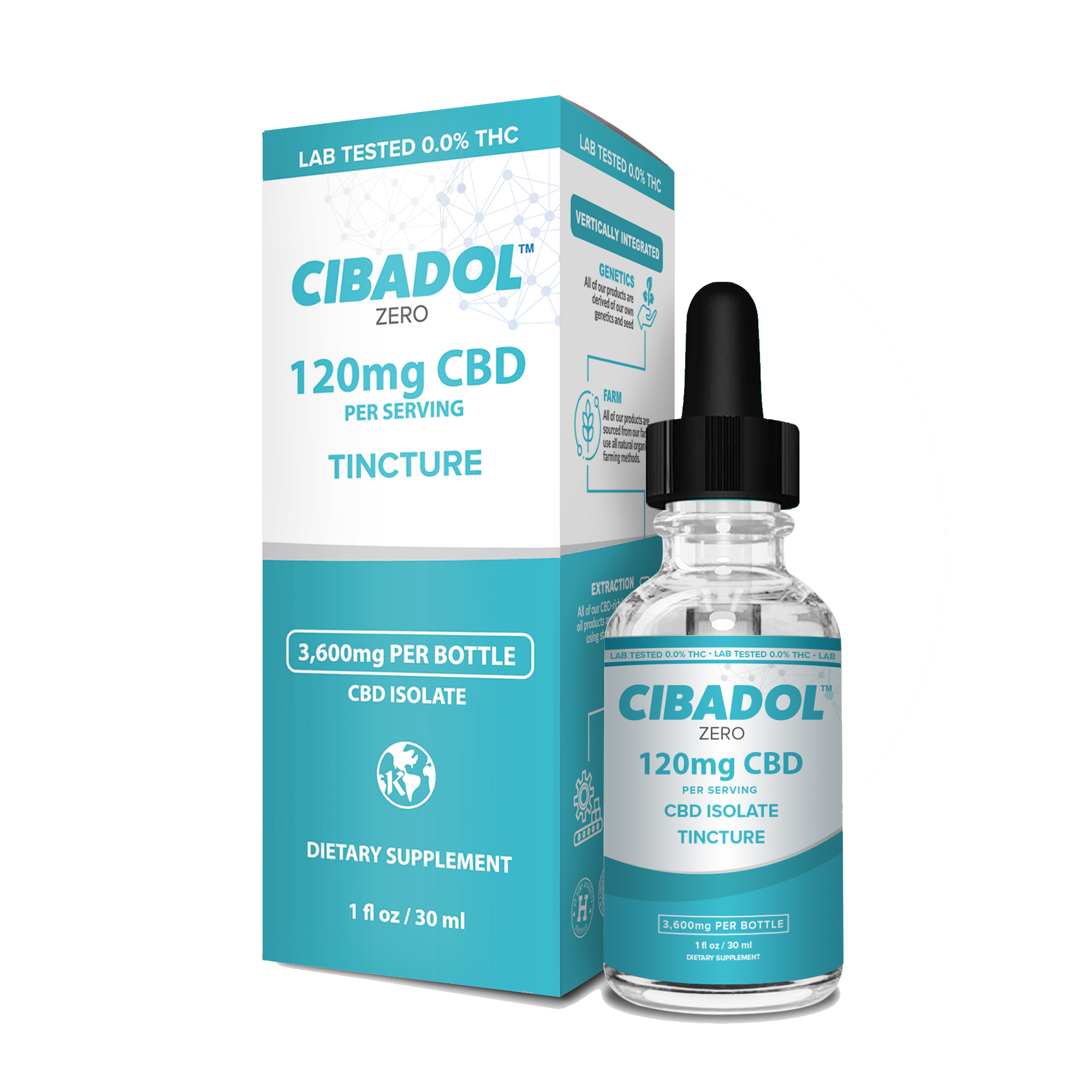 Cibadol Zero ISO Tincture 120mg 30ml 3600mg CBD CBD Boutique