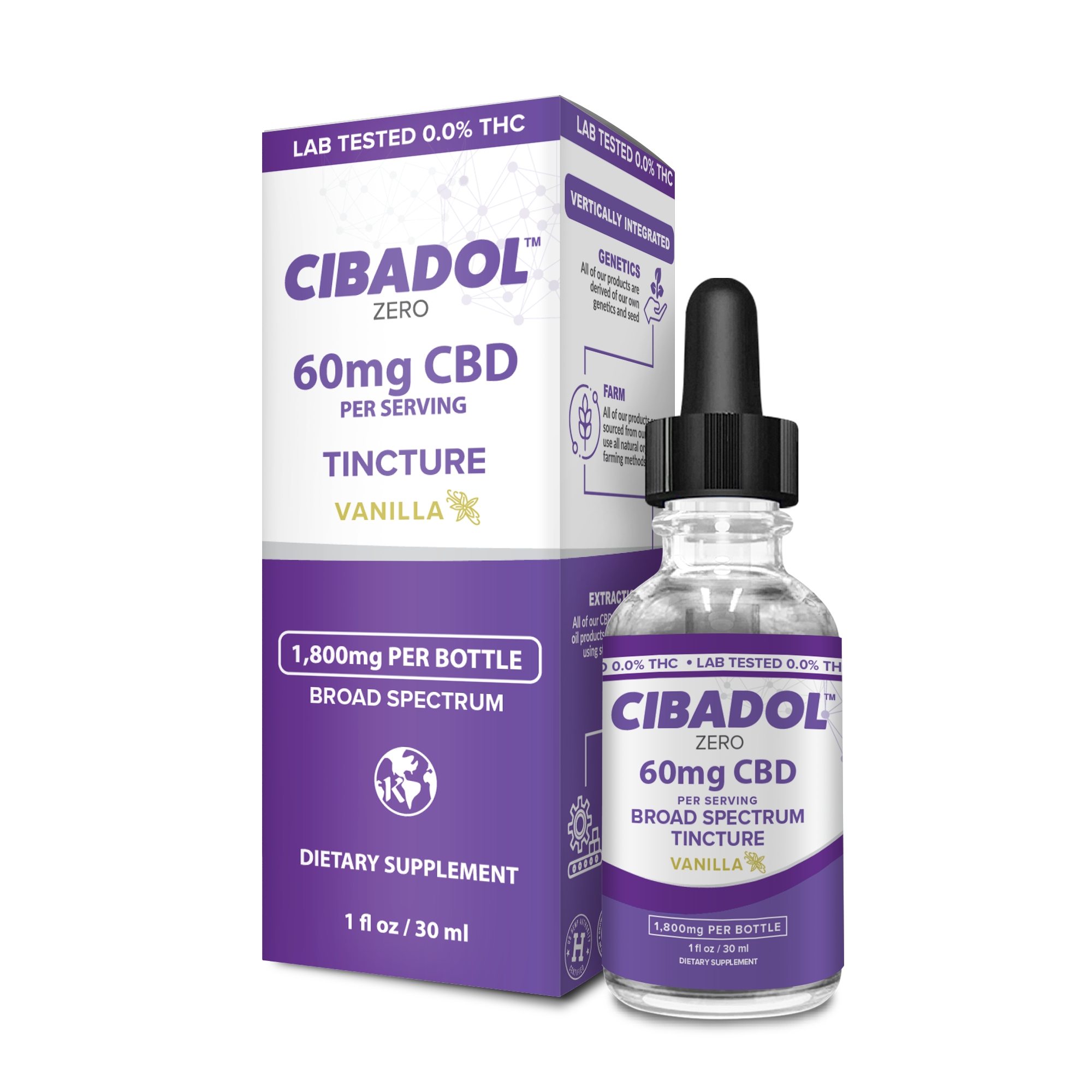 Cibadol Zero BS Tincture Vanilla 60mg 30ml 1800mg CBD CBD